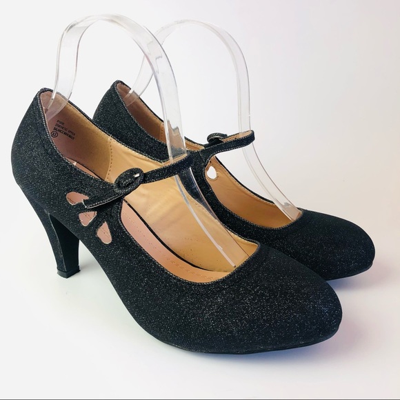 J. Adams | Shoes | J Adams Pixie Classic Black Glitter Mary Jane Pumps ...